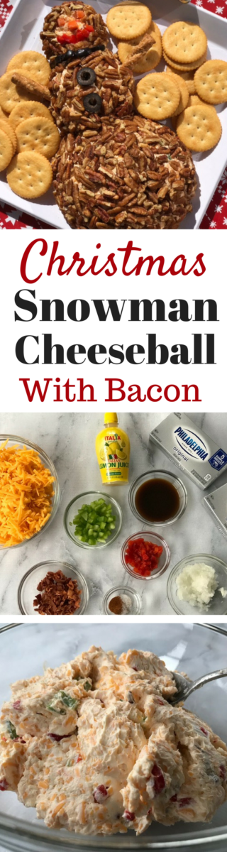 Christmas Snowman Bacon Cheeseball - Savvy Mama Lifestyle