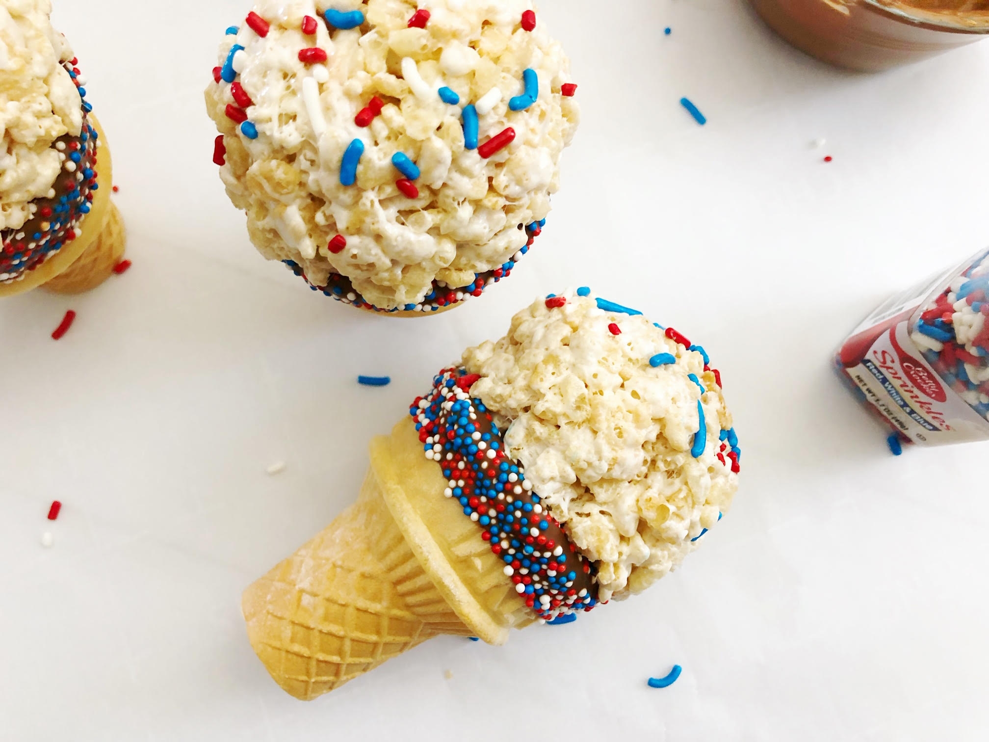 4th Of July Kids Snack Idea: Ice Cream Cone Rice Krispies