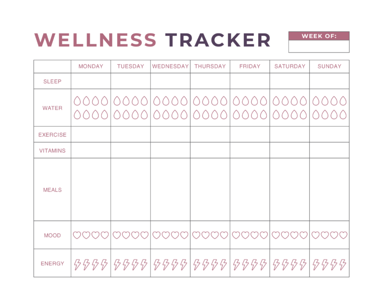 Printable Wellness Tracker Tool: How Small Changes Lead To Big Results