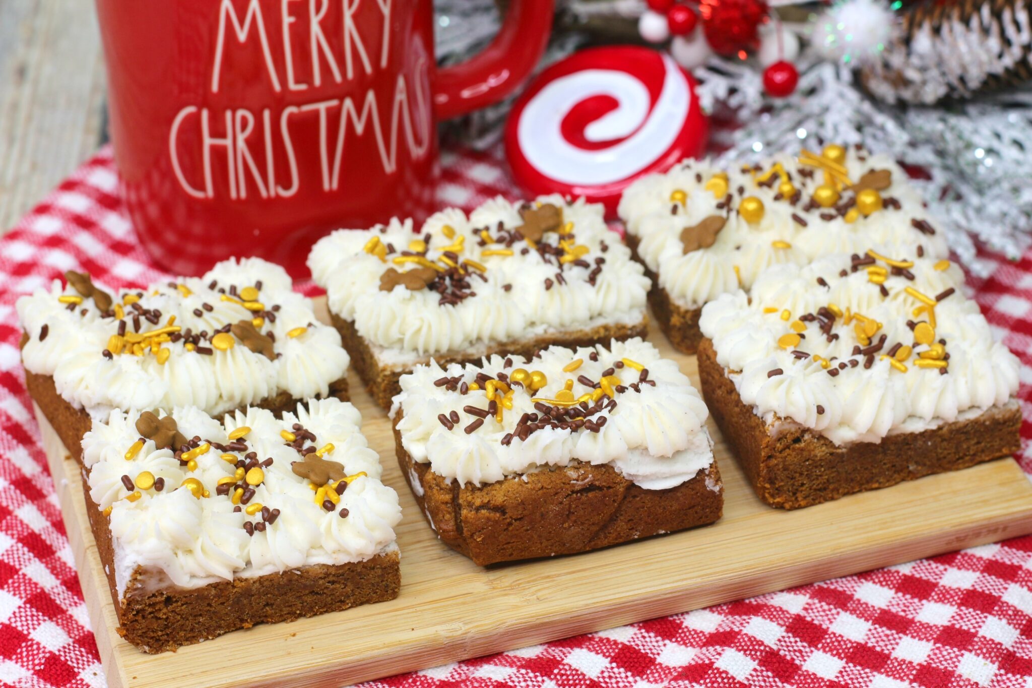 Easy Christmas Gingerbread Bars That Are Soft & Chewy