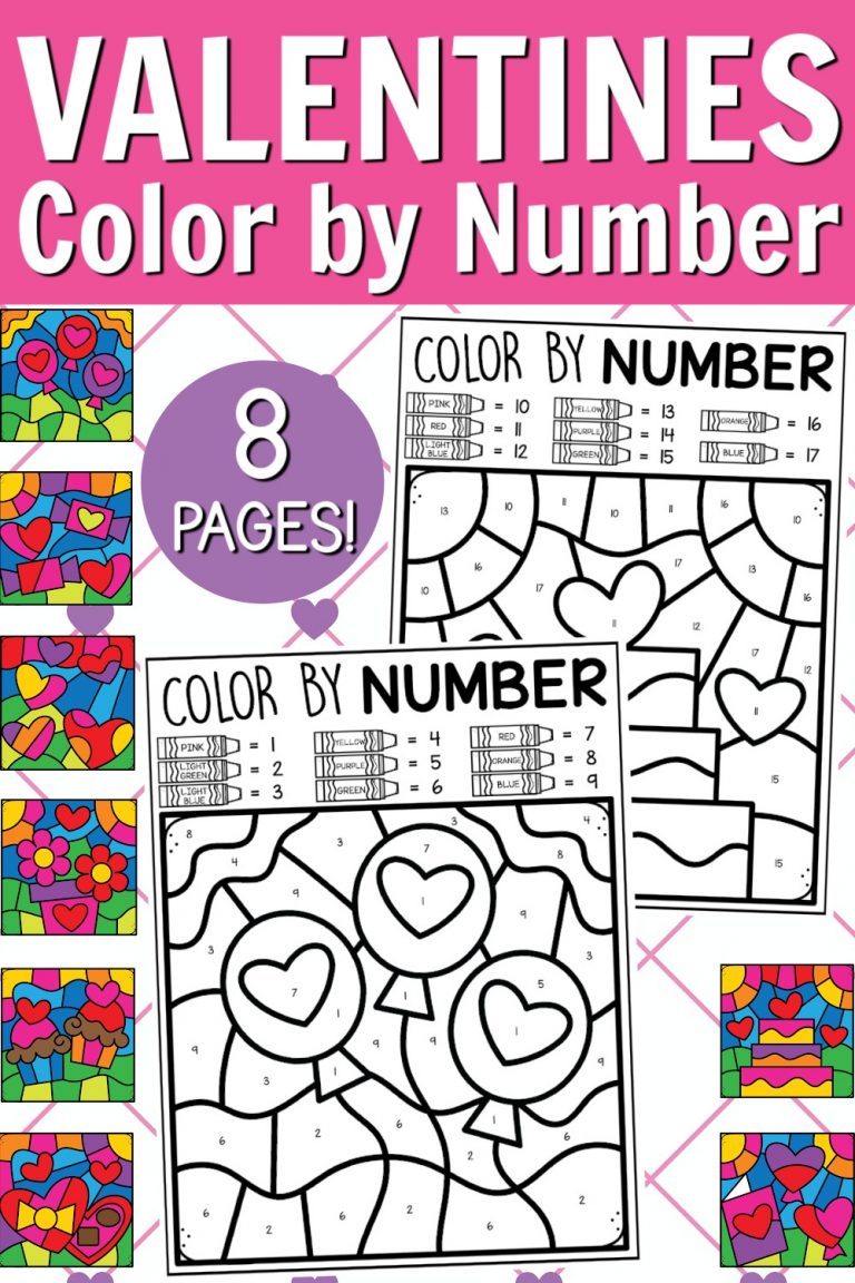 FREE Valentine's Day Color By Number Coloring Pages