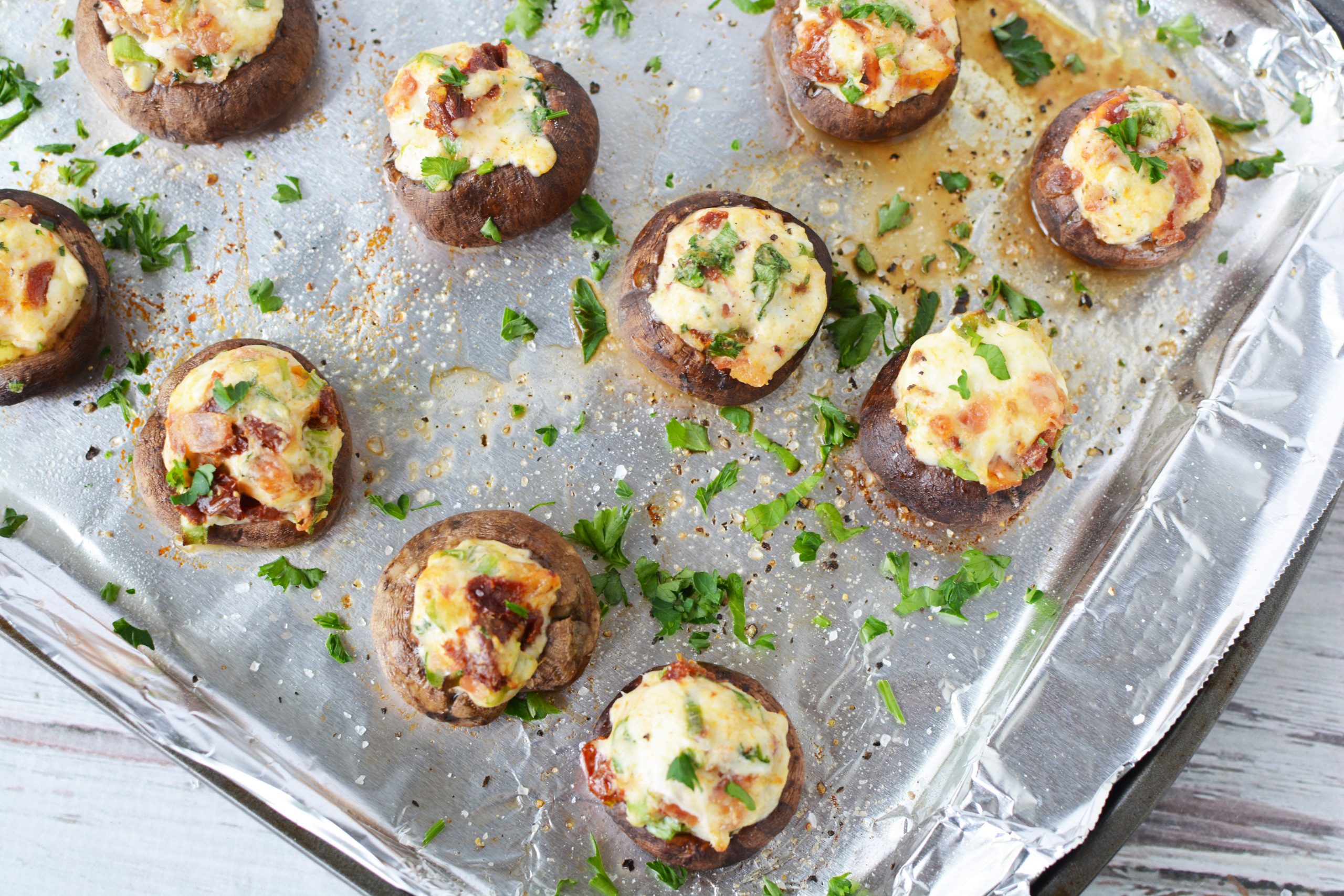Bacon and Fontina Cheese Stuffed Mushrooms