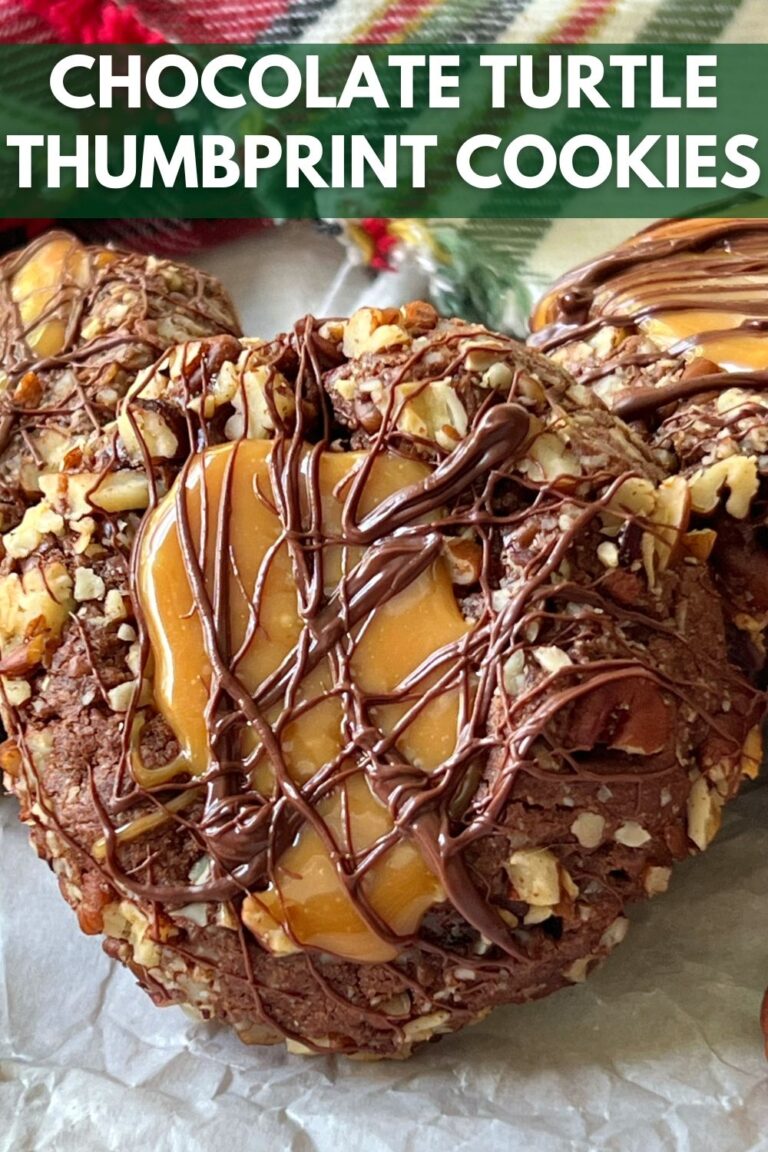 Chocolate Turtle Thumbprint Cookies