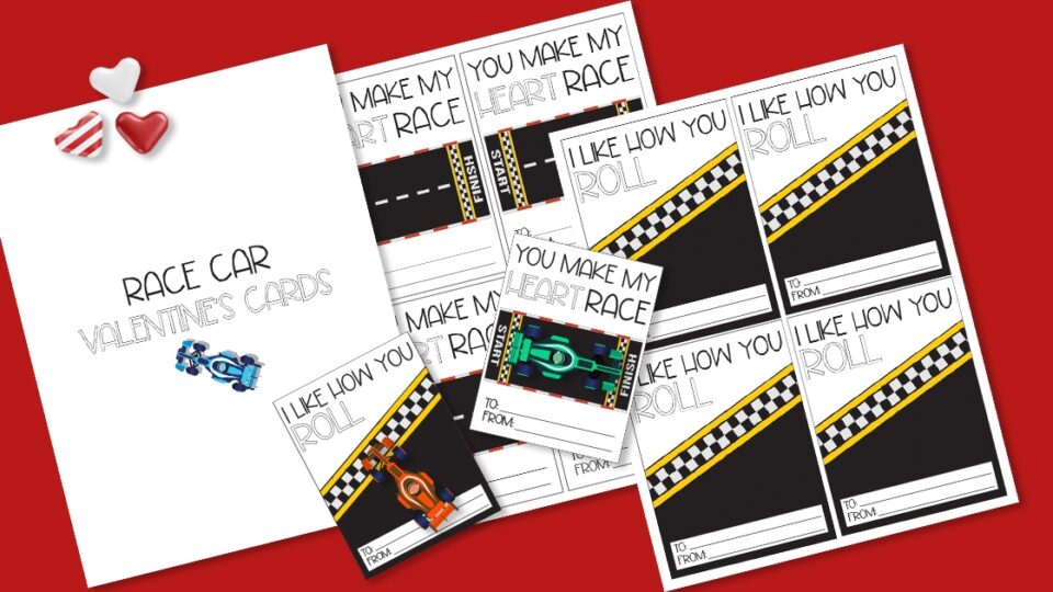 Free Printable Race Car Valentine Cards PDF
