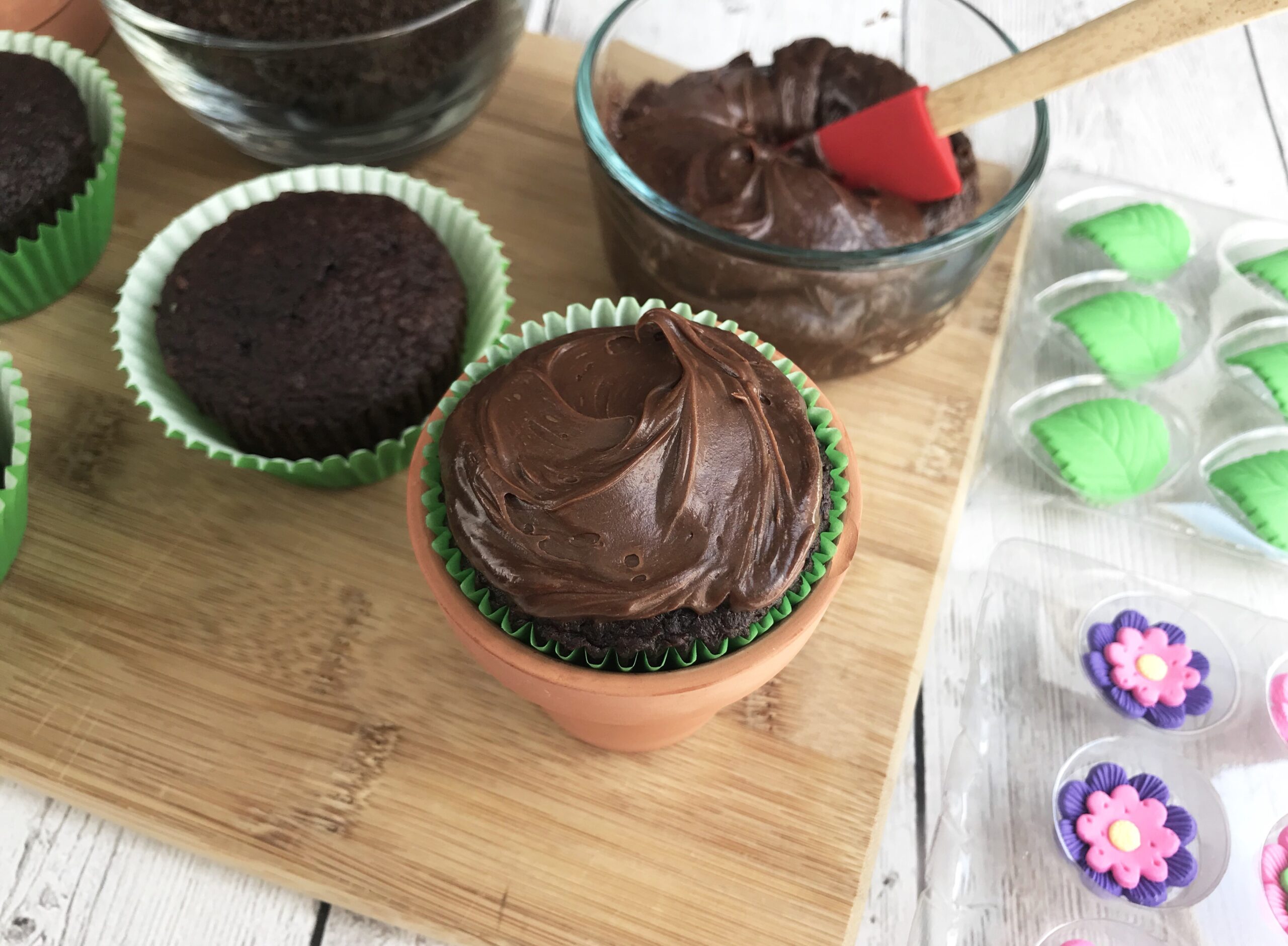Chocolate Flower Pot Cupcakes