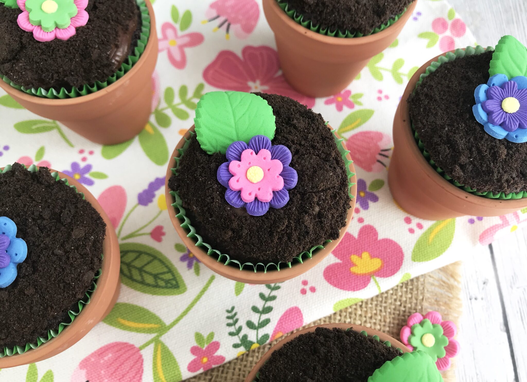 Chocolate Flower Pot Cupcakes