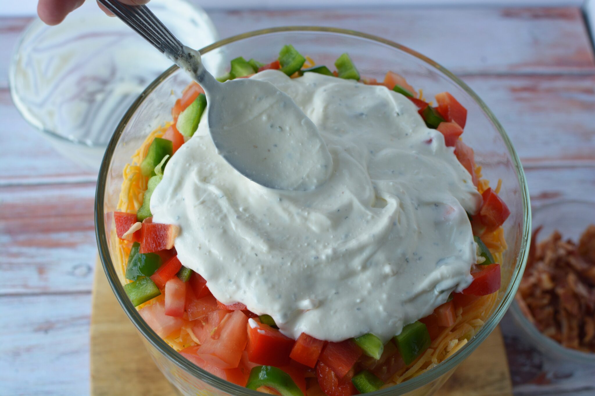 Layered Bacon Cornbread Salad