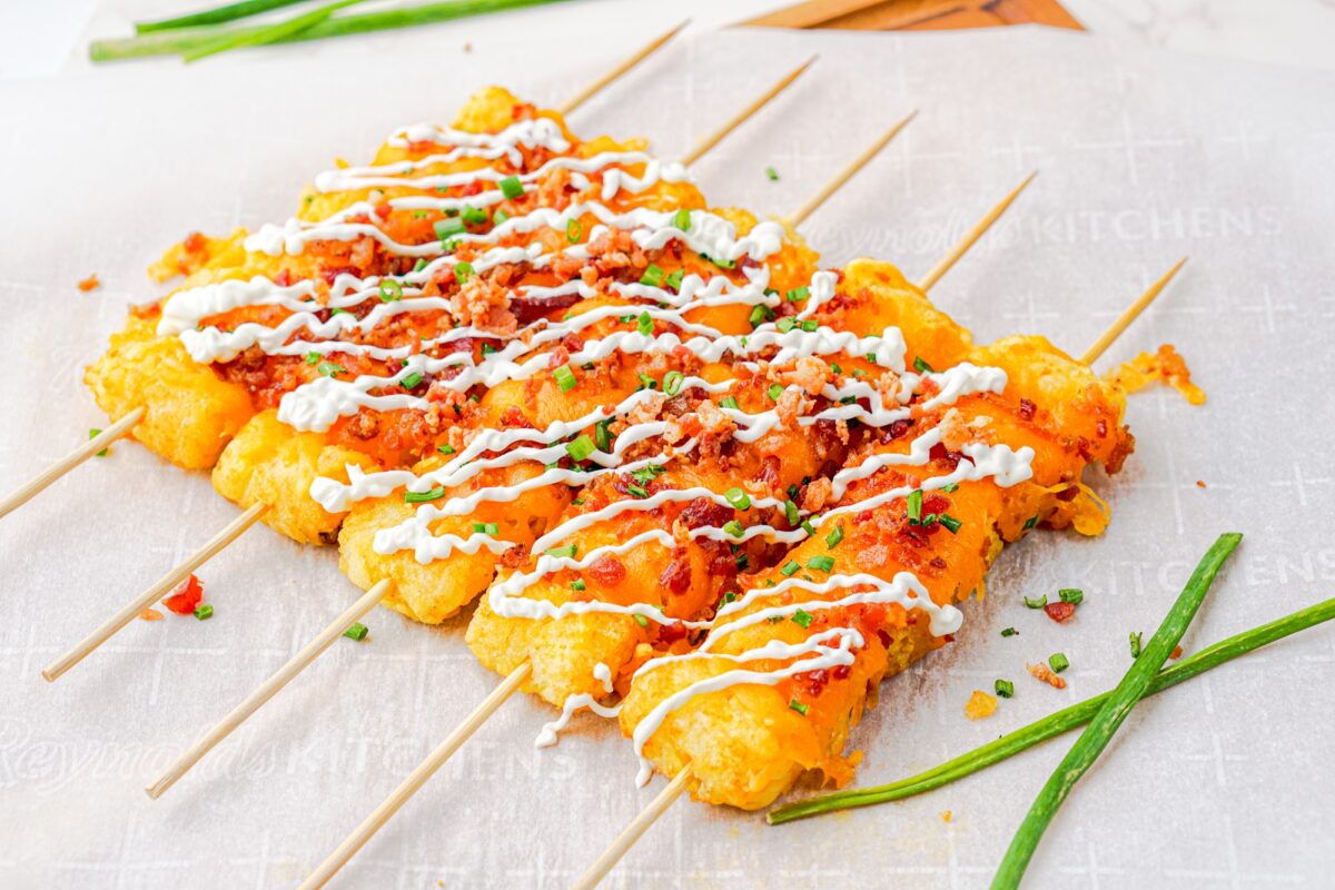 Loaded Tater Tot Skewers