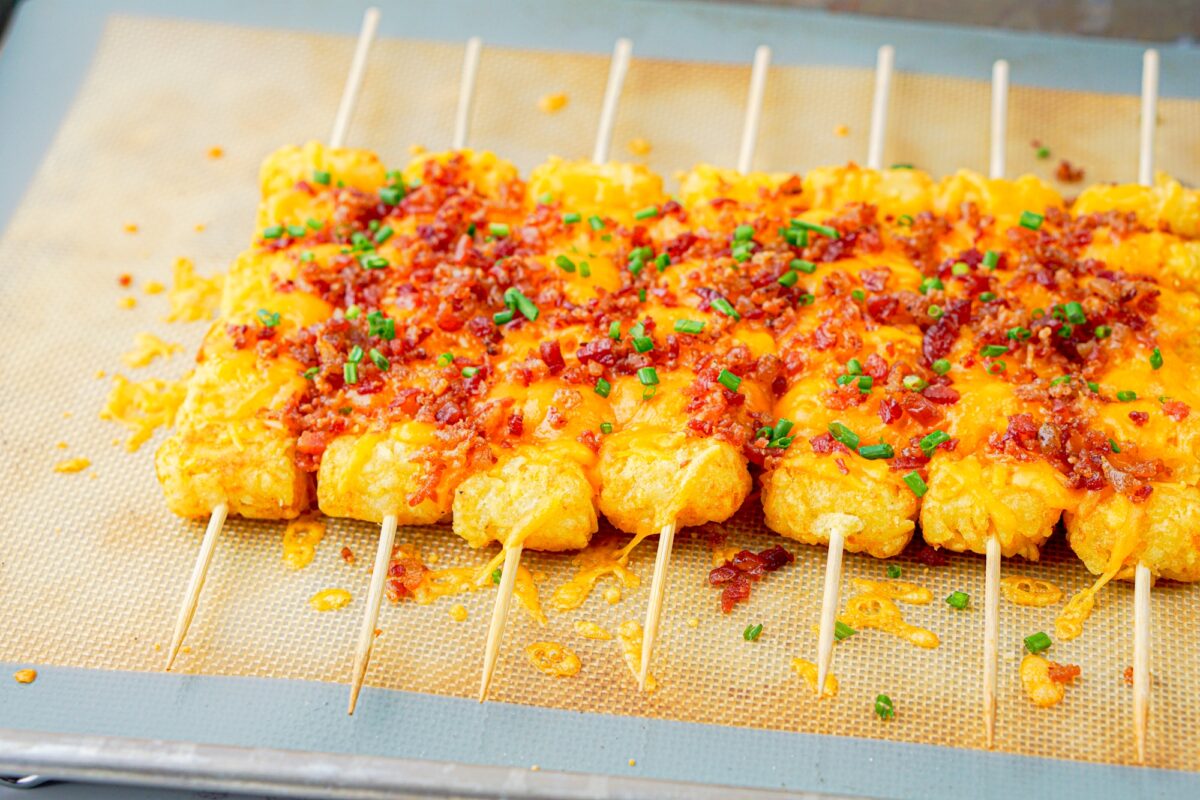 Loaded Tater Tot Skewers